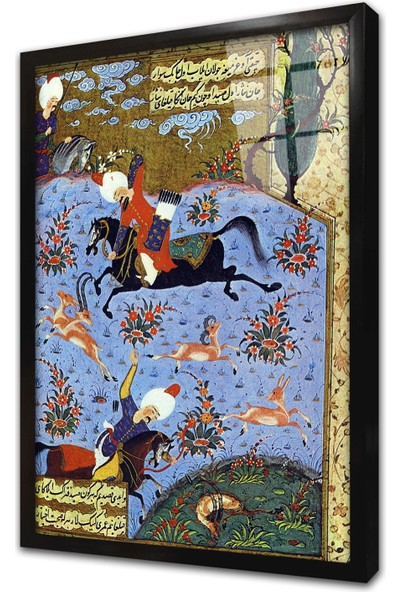 Tablosan Avcılar Minyatür Çerçeveli Cam Tablo