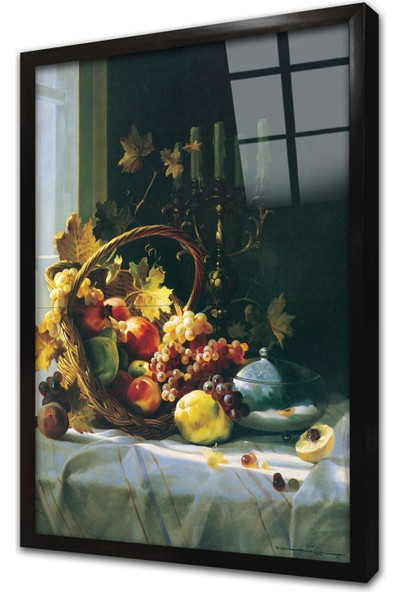 Tablosan Meyve Sepeti Çerçeveli Cam Tablo