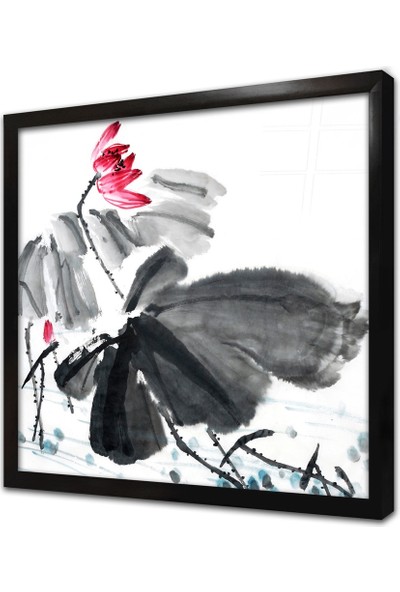 Tablosan Kırmızı Çiçek Çerçeveli Cam Tablo