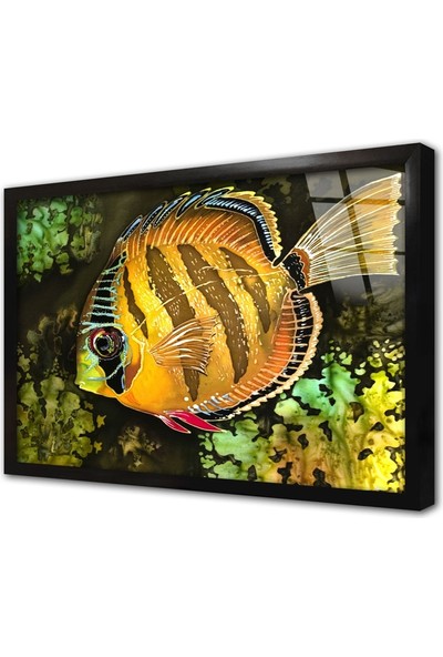 Tablosan Melek Balığı Çerçeveli Cam Tablo