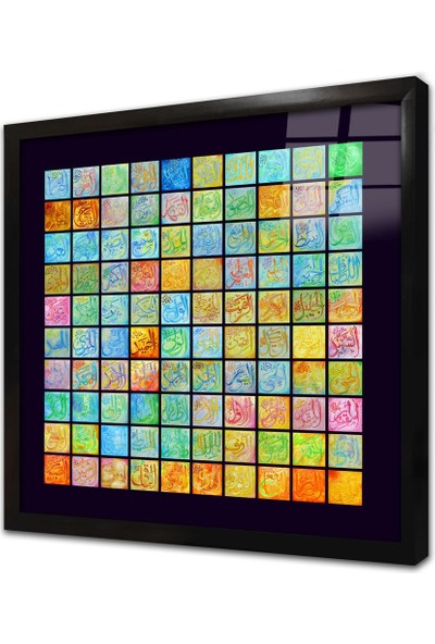 Tablosan Modern Esmaül Hüsna Çerçeveli Cam Tablo Tablosan Modern Esmaül Hüsna Çerçeveli Cam Tablo