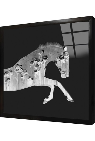 Tablosan Koşan At Çerçeveli Cam Tablo