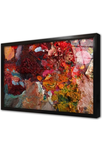Tablosan Rengarenk Soyut Çerçeveli Cam Tablo