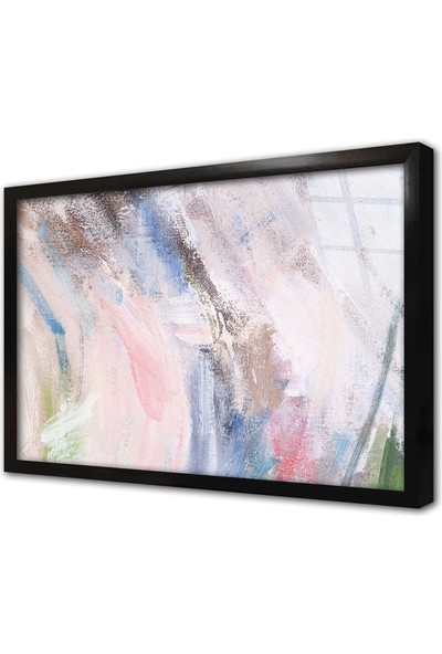 Tablosan Pembe ve Mavi Soyut Çerçeveli Cam Tablo