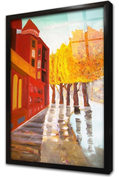 Tablosan Şehir Manzarası Çerçeveli Cam Tablo