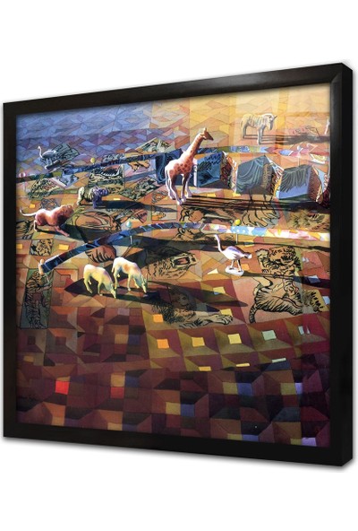 Tablosan Soyut Hayvanlar Çerçeveli Cam Tablo Tablosan Soyut Hayvanlar Çerçeveli Cam Tablo