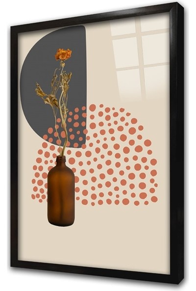 Tablosan Line Art Çiçek Iı Çerçeveli Cam Tablo