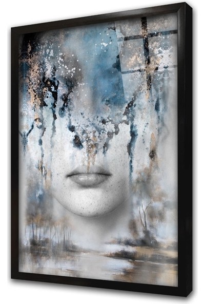 Tablosan Soyut Yüz Manipülasyon Çerçeveli Cam Tablo