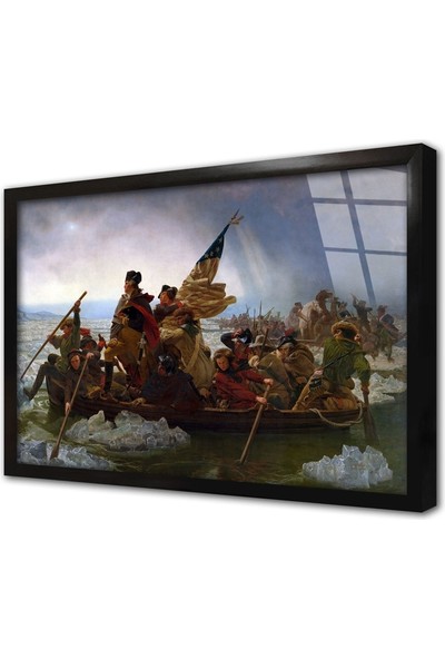 Tablosan Washington Crossing The Delaware Çerçeveli Cam Tablo
