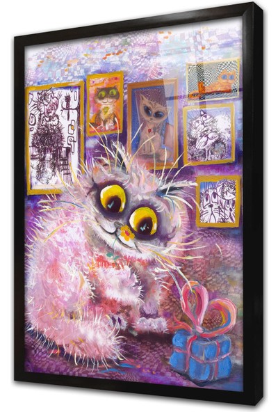 Tablosan Sevimli Kedi Çerçeveli Cam Tablo