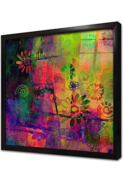 Tablosan Soyut Görsel Çerçeveli Cam Tablo