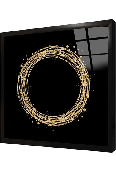 Tablosan Siyah Altın Halka Çerçeveli Cam Tablo
