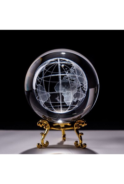 Hediyesahibi Dekoratif Metal Ayaklı Dünya 3D Cam Küre