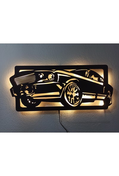 Alda Ahşap Mustang Araba LED Işıklı Duvar Tablosu Alda Ahşap Mustang Araba LED Işıklı Duvar Tablosu