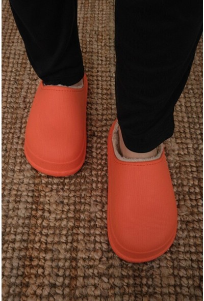 Kadın Içi Komple Polar Su Geçirmez Terlik - Turuncu