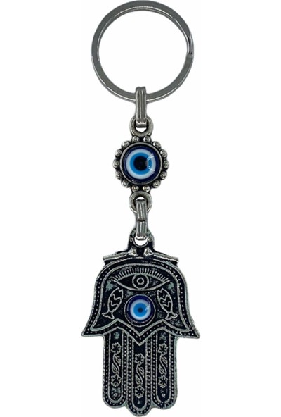 Mutlu Mikrop Nazar Boncuğu Detaylı Gümüş Rengi Fatma'nın Eli Anahtarlık Mutlu Mikrop Nazar Boncuğu Detaylı Gümüş Rengi Fatma'nın Eli Anahtarlık