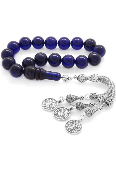 Tesbihane Kararmaz Metal Mecidiye Püsküllü Lacivert Sıkma Kehribar Efe Tesbih Tesbihane Kararmaz Metal Mecidiye Püsküllü Lacivert Sıkma Kehribar Efe Tesbih