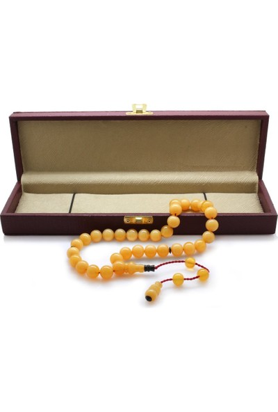 Tesbihane Sistemli Küre Kesim Iri Boy Gün Batımı Rengi Çubuk Sıkma Kehribar Tesbih