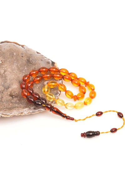 Taş Sandığı Süzme Renk Damla Kehribar Tesbih