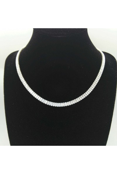 Peri Takı Büyük Zirkon Baget Taşlı Suyolu Choker Kolye - 2,5X5MM Peri Takı Büyük Zirkon Baget Taşlı Suyolu Choker Kolye - 2,5X5MM