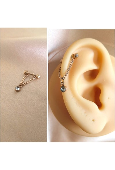 Bylin Cerrahi Çelik Rosegold Zirkon Taşlı, Zincir Detaylı Helix Piercing Bylin Cerrahi Çelik Rosegold Zirkon Taşlı, Zincir Detaylı Helix Piercing