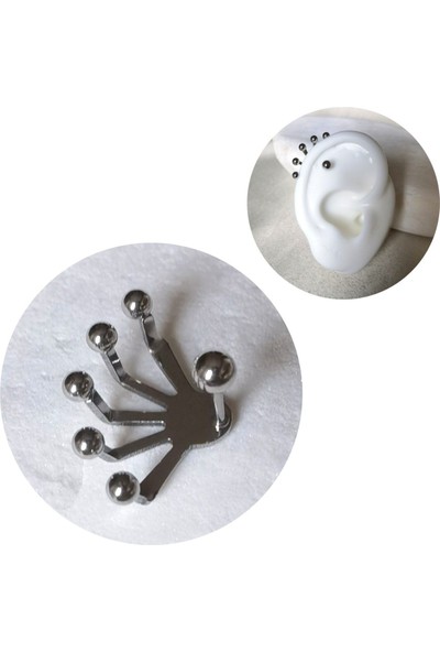Bylin Cerrahi Çelik Beş Top Çelik Kıkırdak Piercing 6 mm