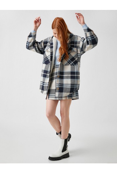 Koton İçi Polarlı Ekoseli Gömlek Ceket