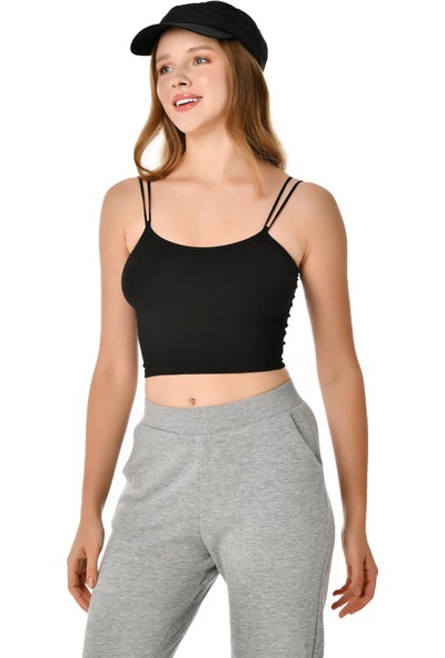Steve Wolls Kadın Siyah Lastikli Crop Top