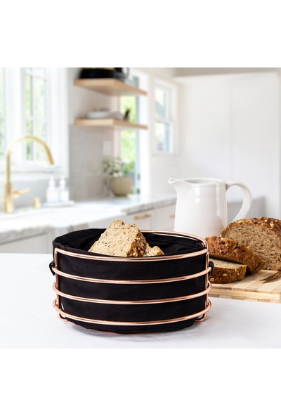 Homedius Ekmeklik Ekmek Sepeti Çok Amaçlı Bronz Yuvarlak Lüks Paslanmaz Sepet