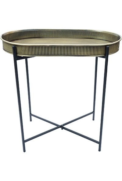 Greenmall Standlı Oval Tepsili Sehpa Gold Greenmall Standlı Oval Tepsili Sehpa Gold