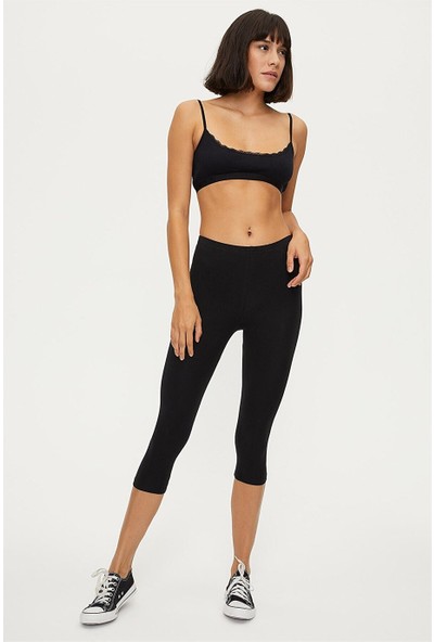 Arma Yıldız Kadın Siyah Likralı Kapri