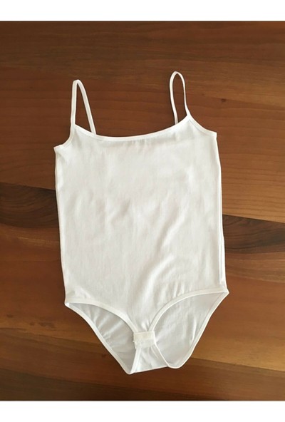 Arma Yıldız Kız Çocuk Beyaz Likralı Ip Askı Çıtçıtlı Badi