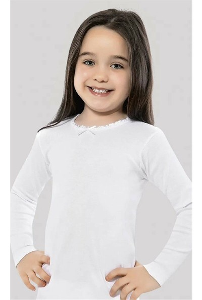 Arma Yıldız Ribana Kız Çocuk Beyaz Uzun Kol Fanila