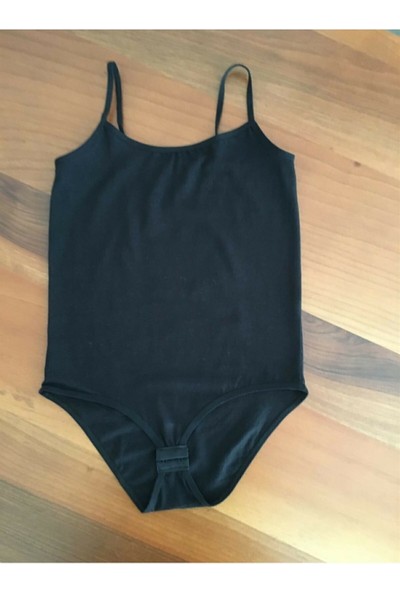 Arma Yıldız Kız Çocuk Siyah Likralı Ip Askı Çıtçıtlı Badi