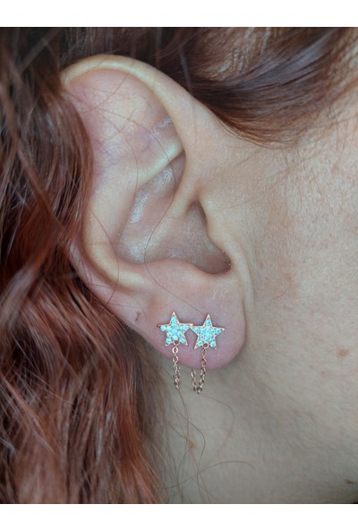 Noia Silver Rose Zirkon Taşlı Sallantılı Yıldız Küpe