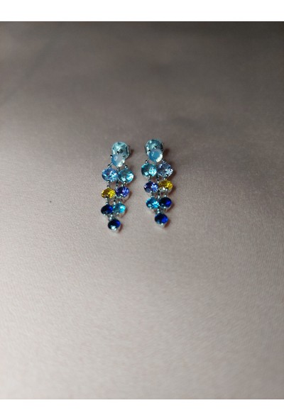 Noia Silver RENkli Taşlı Salkım Küpe