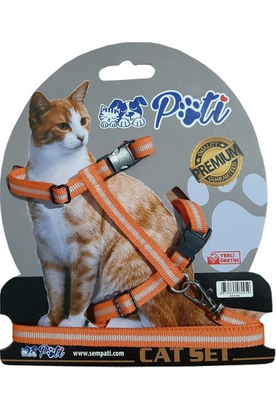 Woddy Kedi Gezdirme Tasması Turuncu-Beyaz