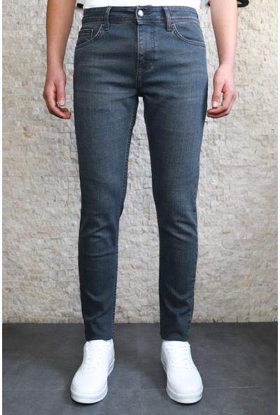 Hlt Jeans Erkek Taşlamalı Antrasit Slim Fit Pantolon Hlt HE001935
