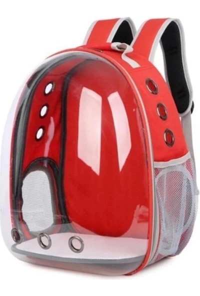 Carneil Kırmızı Şeffaf Astronot Kedi Köpek Evcil Hayvan Taşıma Çantası 45*36*25 FS004