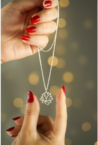Nikaş 925 Ayar Gümüş Lotus Çiçeği Gümüş Kolye
