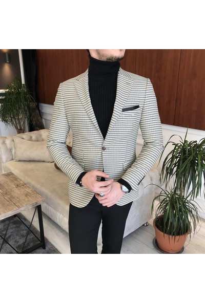 Terzi Adem Italyan Stil Slim Fit Erkek Kışlık Mono Yaka Tek Ceket Çok Renkli T6605