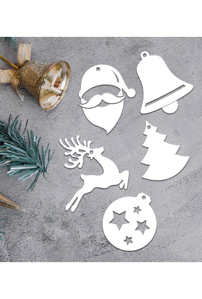 Belnido Yılbaşı Mdf Ağaç Süsleri Beşli Set