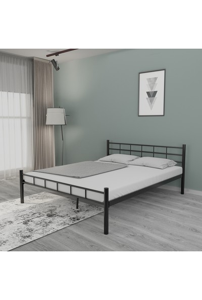 Evger K70 Siyah Metal Karyola Çift Kişilik Yataksız Evger K70 Siyah Metal Karyola Çift Kişilik Yataksız