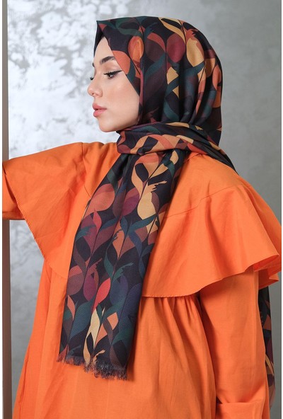 Afvente Desenli Pamuk Şal Kiremit