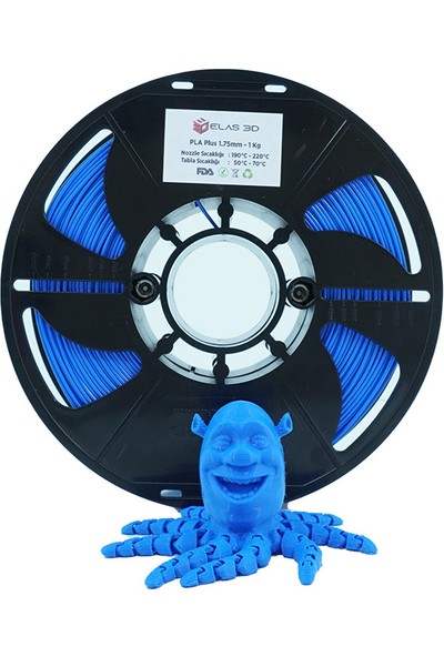 Elas 3D Pla Plus Filament 1.75 mm 1 kg Mavi Elas 3D Pla Plus Filament 1.75 mm 1 kg Mavi