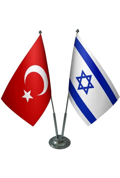 Satürn Masa Üstü Israil Bayrağı Türk Bayrağı Ikili Krom Direk Masa Bayrak Seti Satürn Masa Üstü Israil Bayrağı Türk Bayrağı Ikili Krom Direk Masa Bayrak Seti