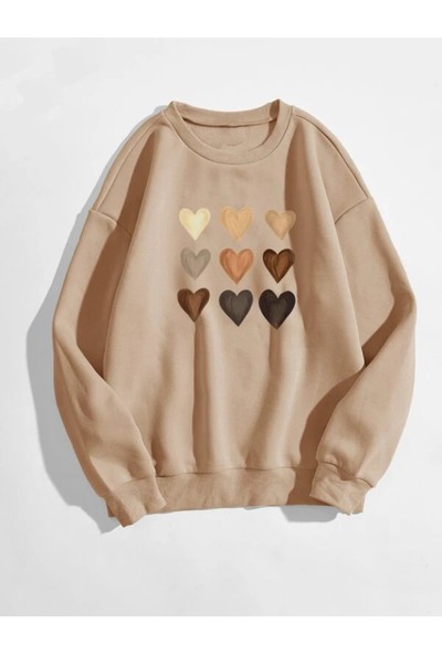 Deocept Kadın Oversize Kalp Baskılı 3 Iplik Sweatshirt Deocept Kadın Oversize Kalp Baskılı 3 Iplik Sweatshirt