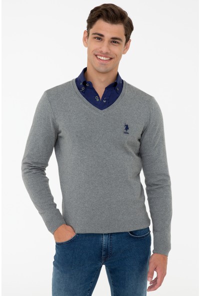 U.S. Polo Assn. Gri Triko Kazak Basic 50206747-VR086