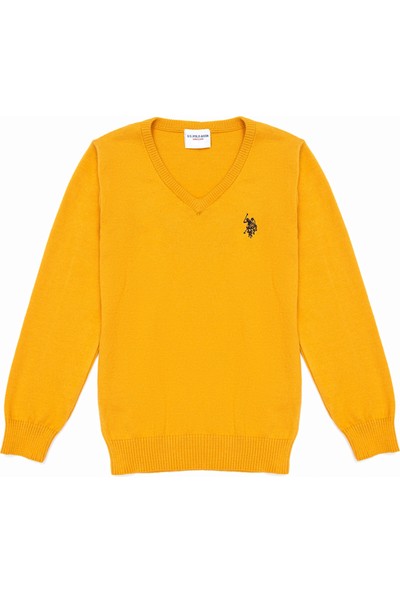 U.S. Polo Assn. Sarı Triko Kazak Basic 50237156-VR072 U.S. Polo Assn. Sarı Triko Kazak Basic 50237156-VR072