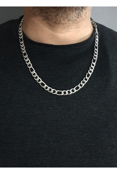 FullControl Erkek Figaro Model Gümüş Renk Kalın Zincir Kolye